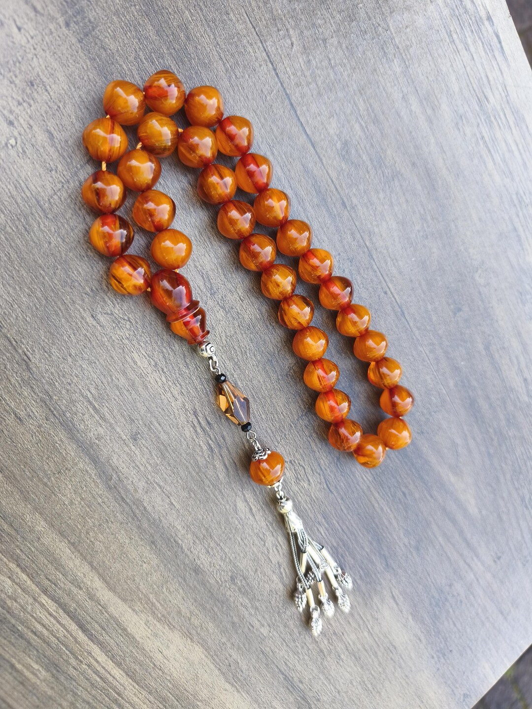 Big Old Bakelite German Formula Swarovski Orange Amber Tesbih, Tasbih ...