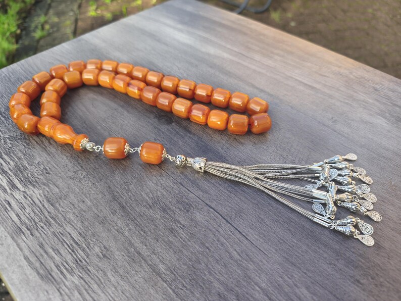 Big Old Orange Bakelite German Formula Cherry Amber Beads, Tesbih ...