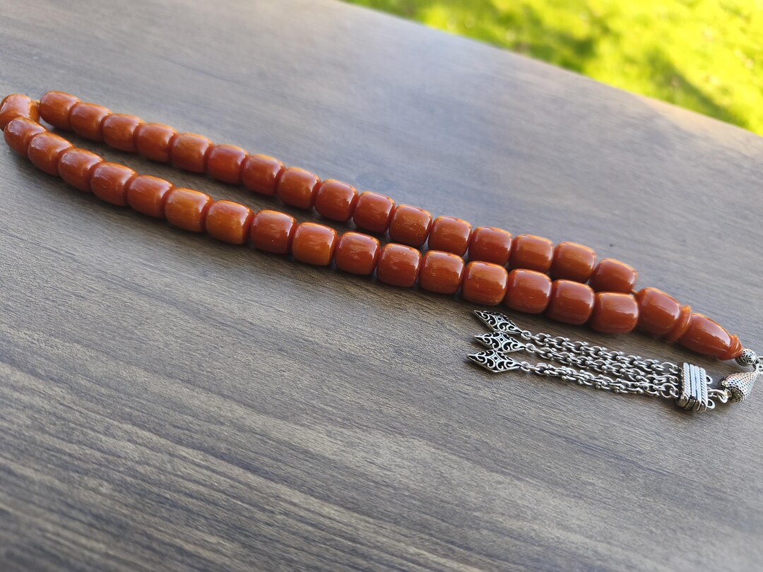 Old Bakelite German Formula Orange Amber Beads, Tesbih, Tasbih, Misbaha ...