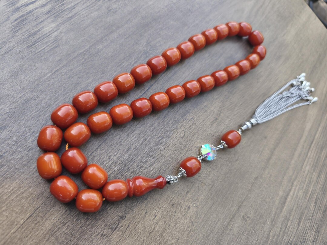 Old Bakelite German Formula Orange Amber Beads, Tesbih, Tasbih, Misbaha ...