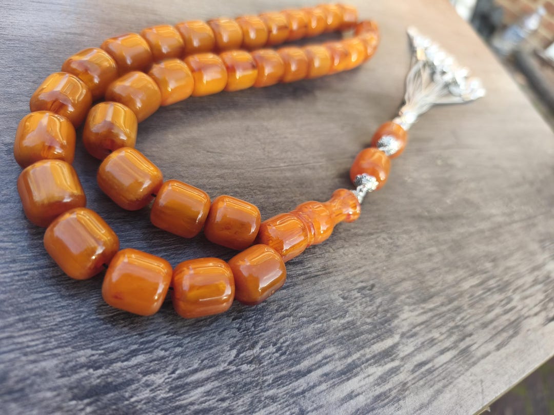 Big Old Orange Bakelite German Formula Cherry Amber Beads, Tesbih ...