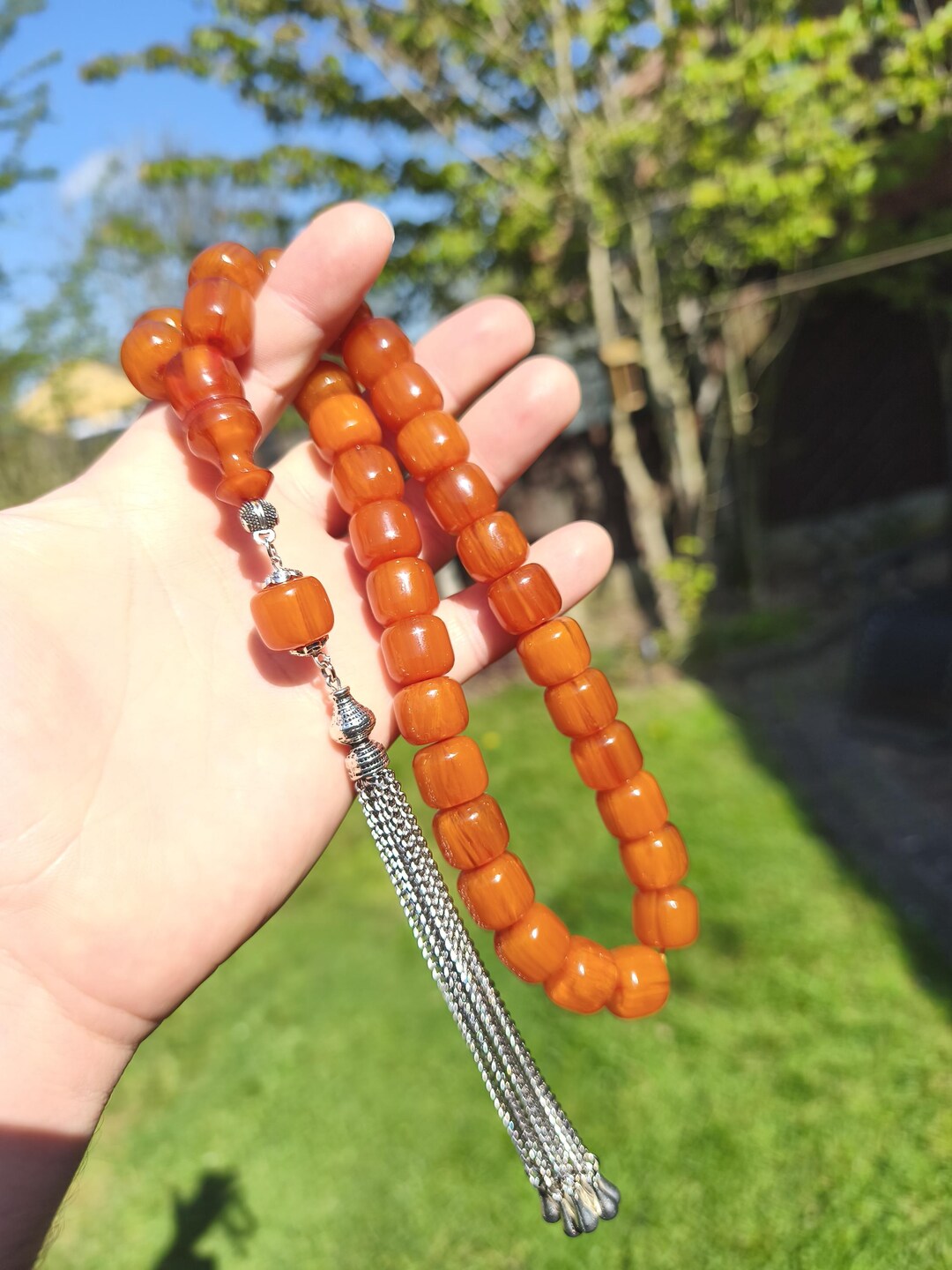 Big Old Bakelite German Formula Orange Amber Tesbih, Tasbih, Misbaha ...