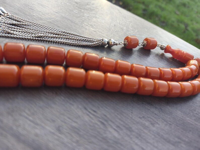 Big Old Orange Bakelite German Formula Cherry Amber Beads, Tesbih ...