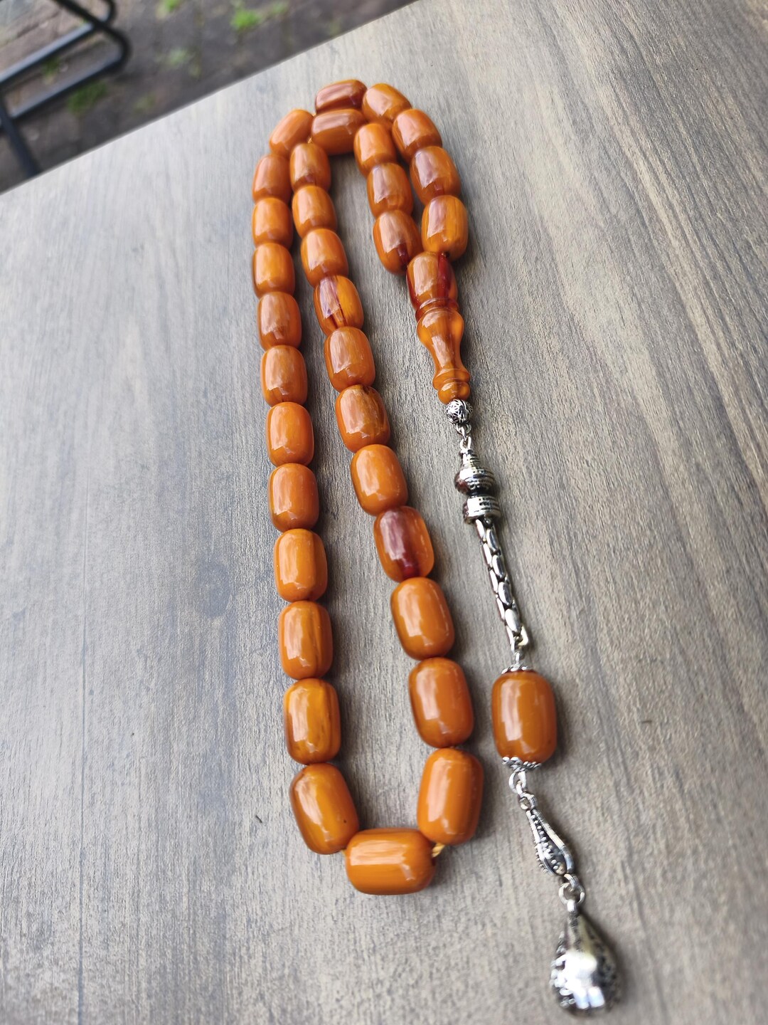 Old Bakelite German Formula Orange Amber Beads, Tesbih, Tasbih, Misbaha ...