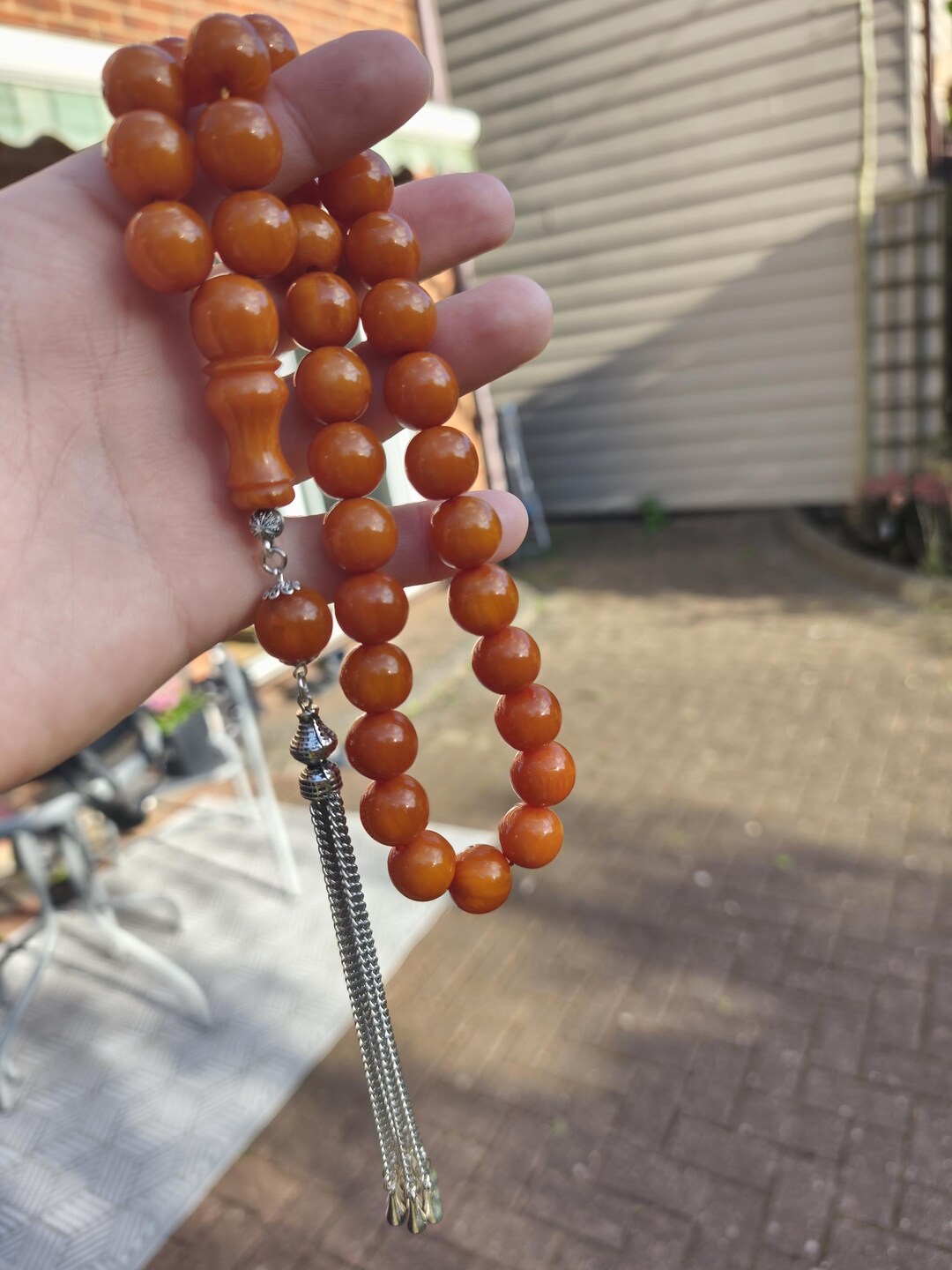 Big Old Bakelite German Formula Orange Amber Beads, Tesbih, Tasbih ...