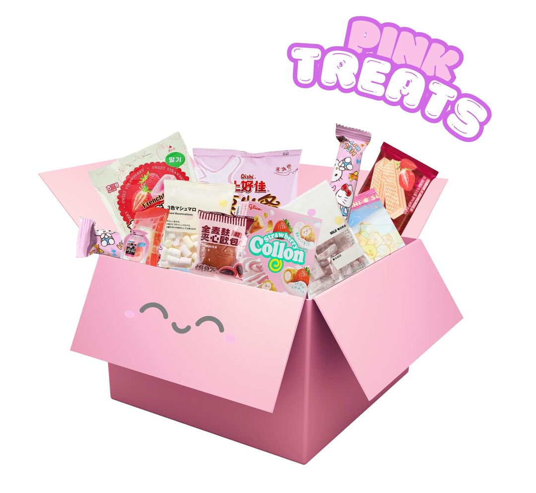 Curated Asian Japanese Snack Medium Box Gift Pack Pink Snacks Chips ...