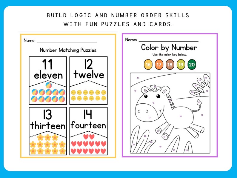 Numbers 11–20 Worksheets Bundle | Preschool & Kindergarten Math ...