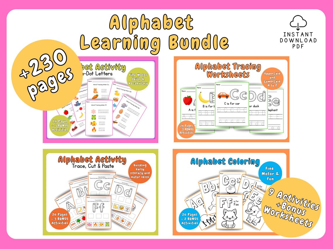 Alphabet Activities Mega Bundle | 230+ Printable Worksheets for ...