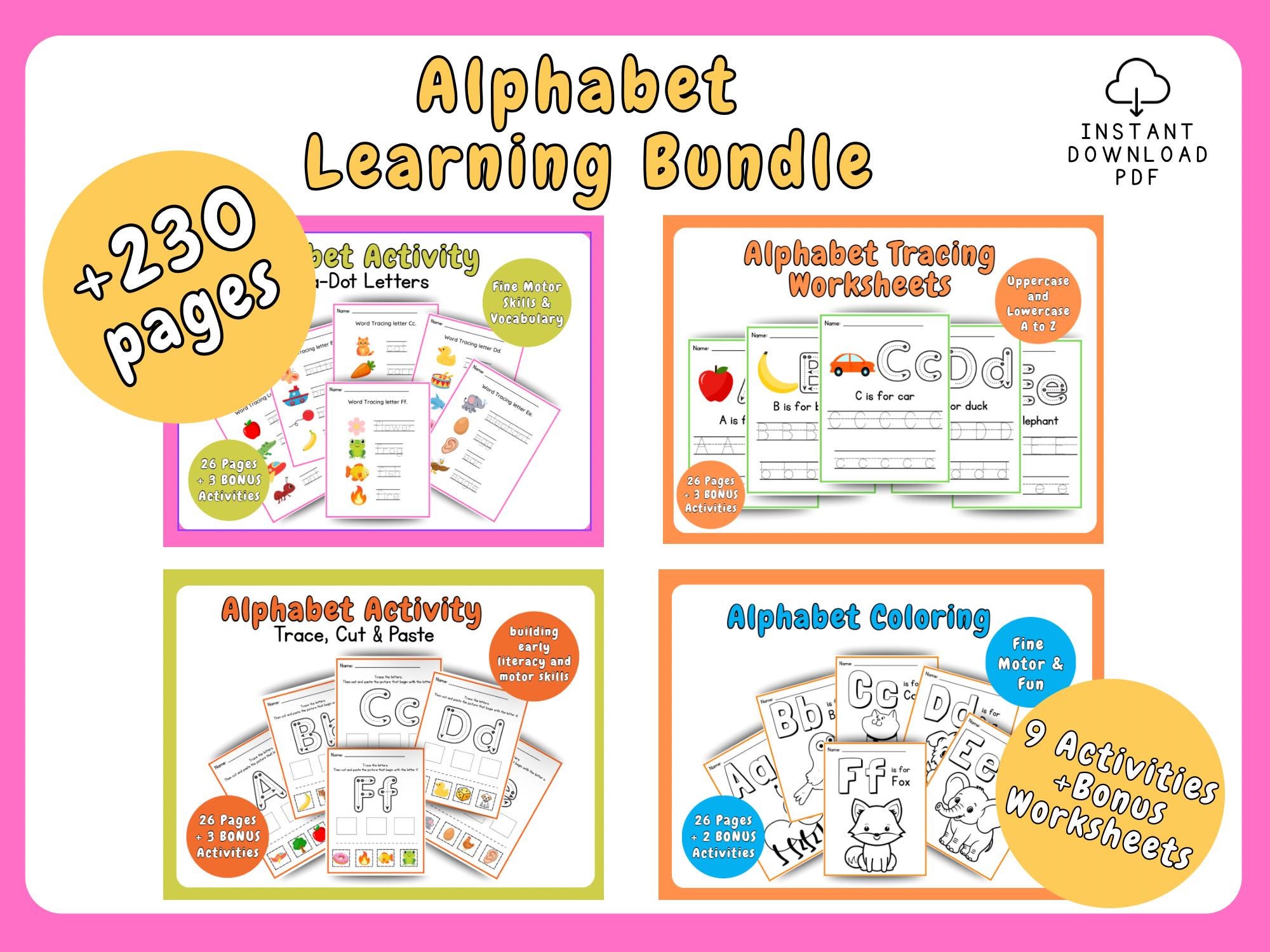 Alphabet Activities Mega Bundle | 230+ Printable Worksheets for ...