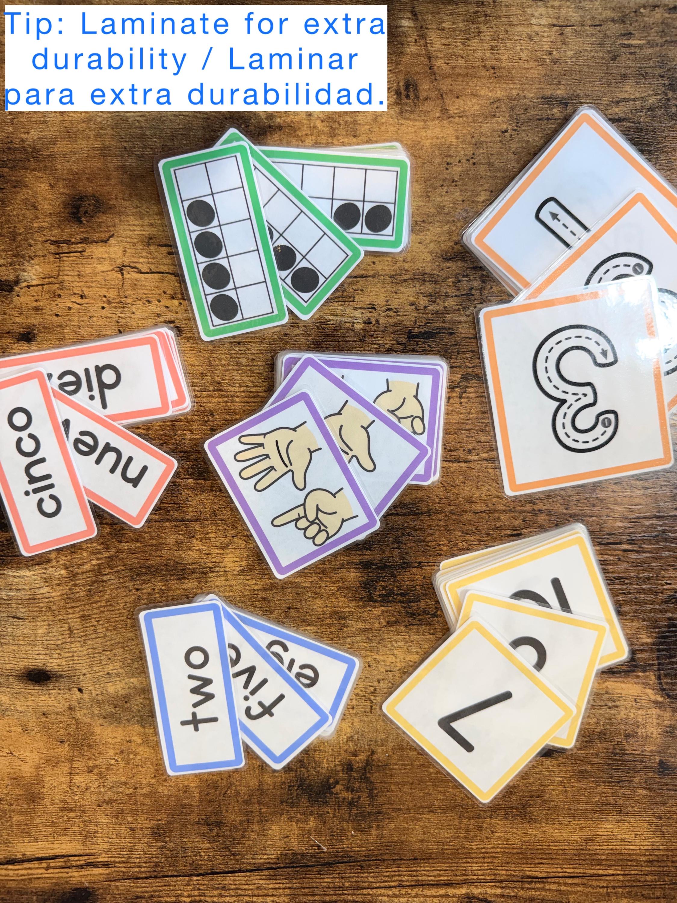 Bilingual Number Flash Cards 1–10 | English Spanish Numbers Printable ...