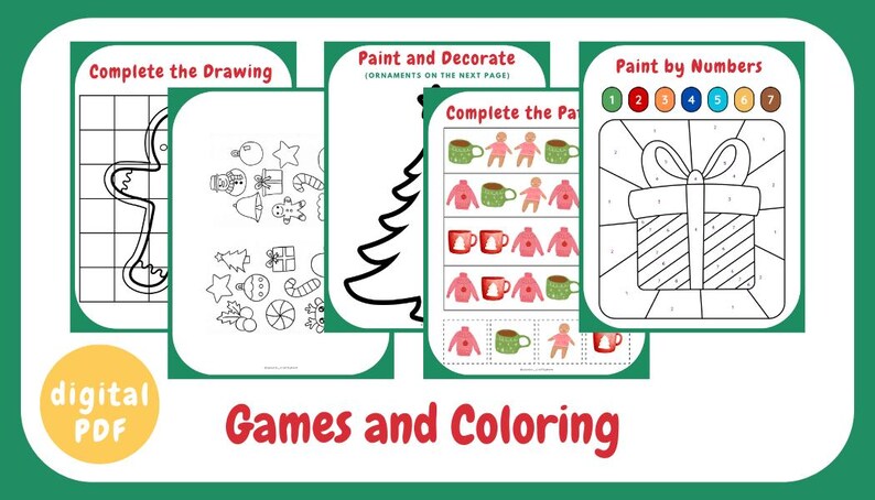 Christmas Printable Bundle 40 Pages | Coloring and Activity Pages ...