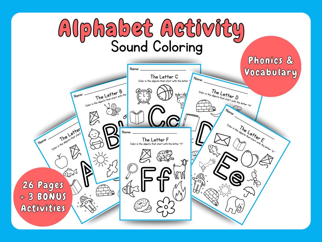Alphabet Beginning Sound Coloring Worksheets | Phonics Activity A–Z ...