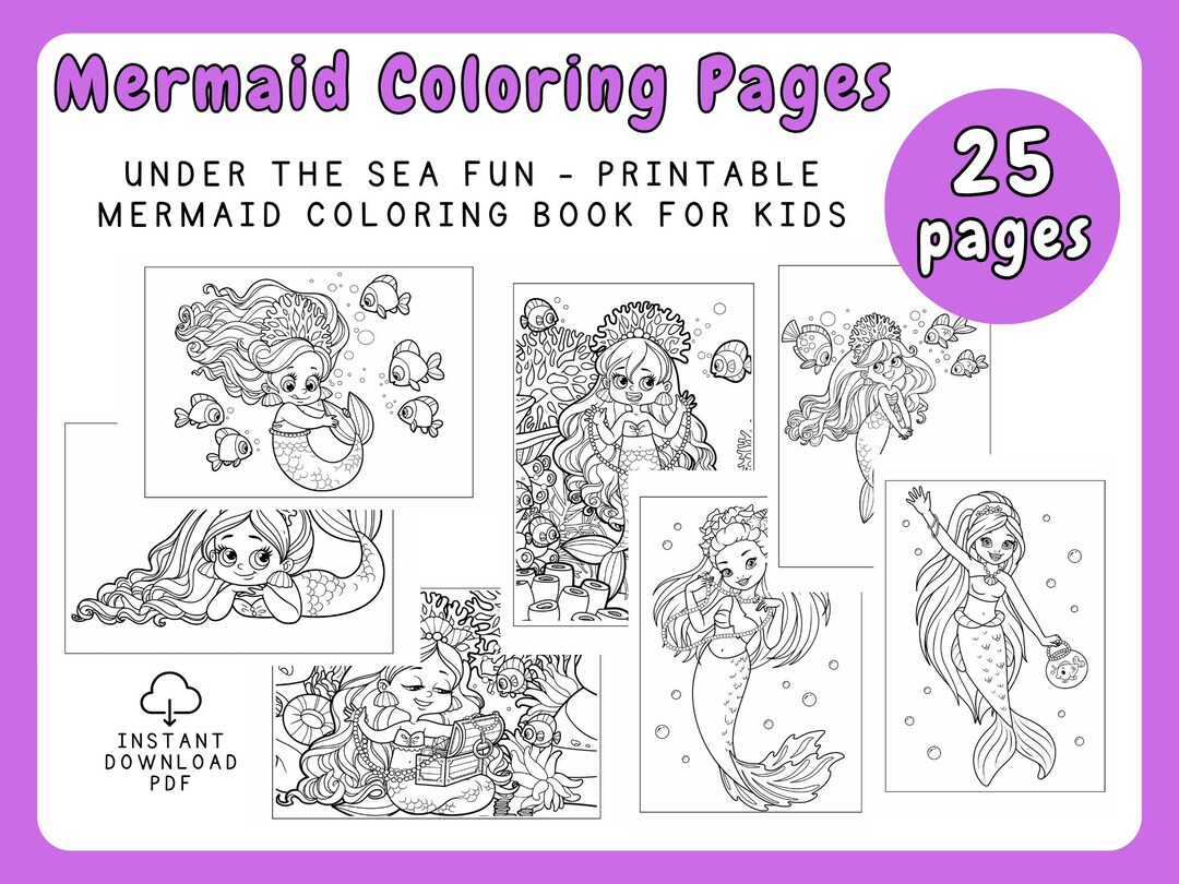 Mermaid Printable Coloring Sheets | 25 Under the Sea Pages for Kids ...