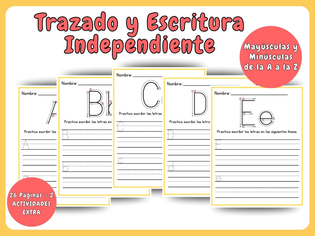Trazado Y Escritura Imprimible | Abecedario A-Z Mayúsculas Y Minúsculas ...