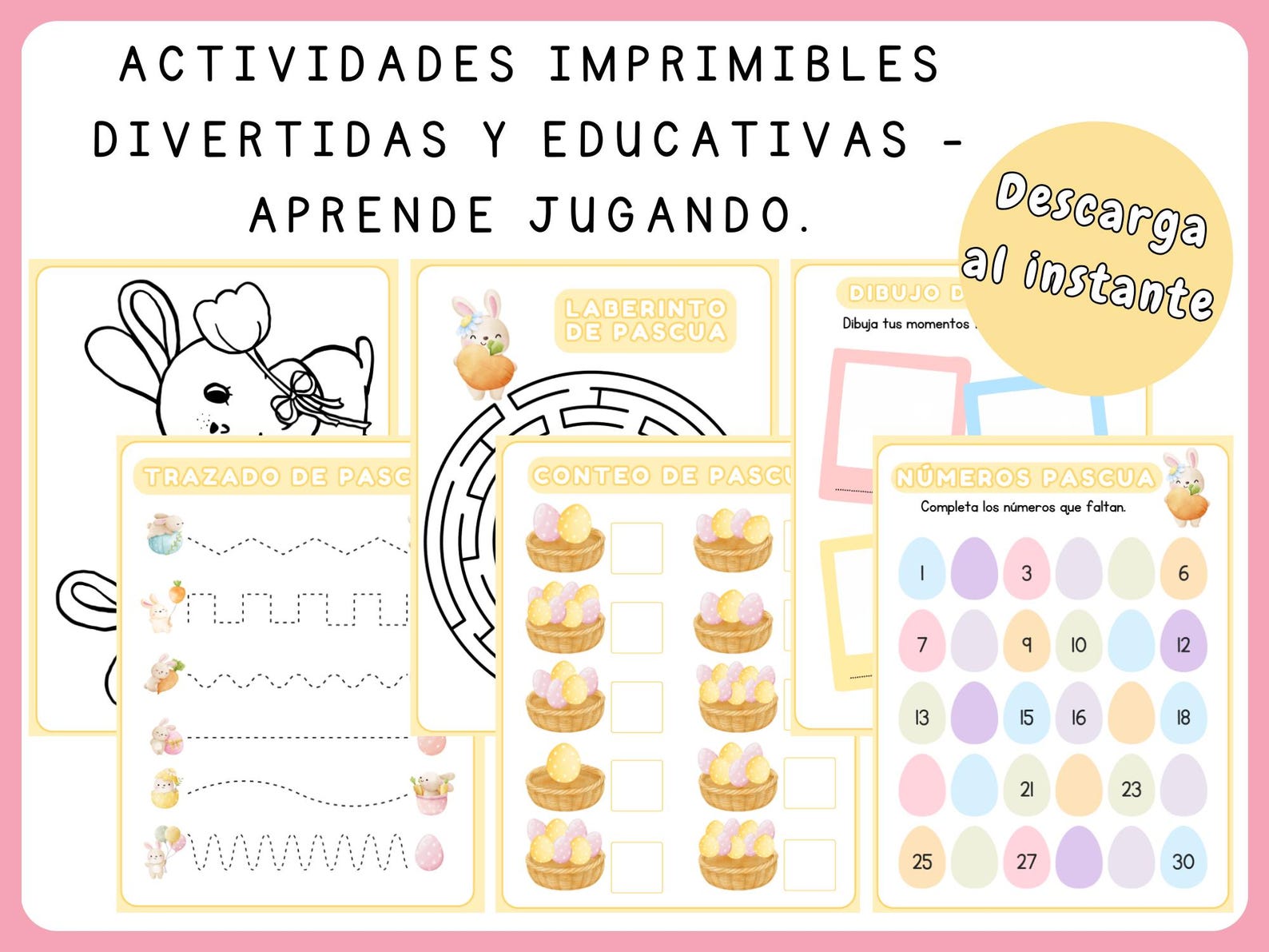 Actividades De Pascua Para Niños | Pack Imprimible Educativo | Juegos ...