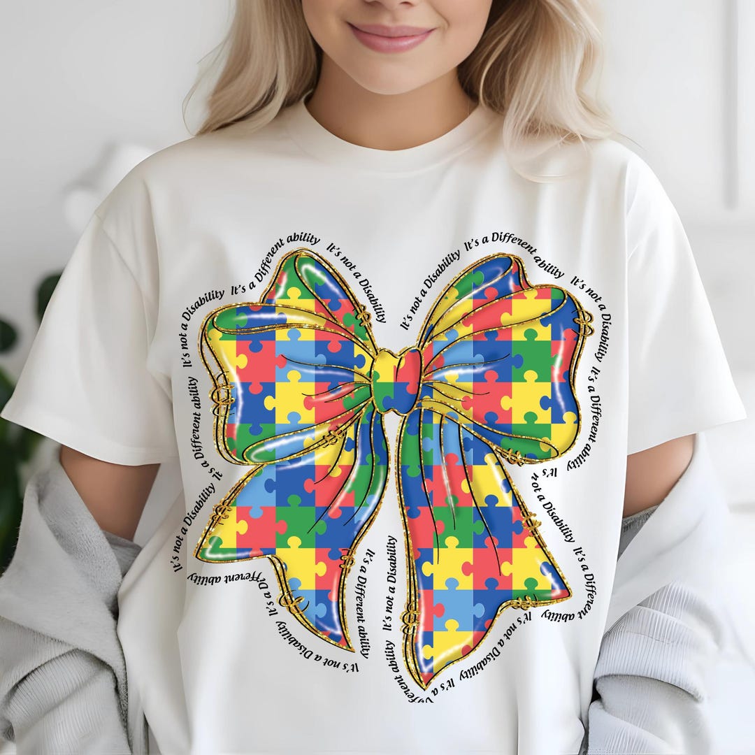 Autism Month Png, Autism Awareness Coquette Png, Retro Autism Bow PNG ...