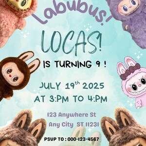 Labubu Birthday Party Invitation, Labubu Birthday Party, Invitation ...