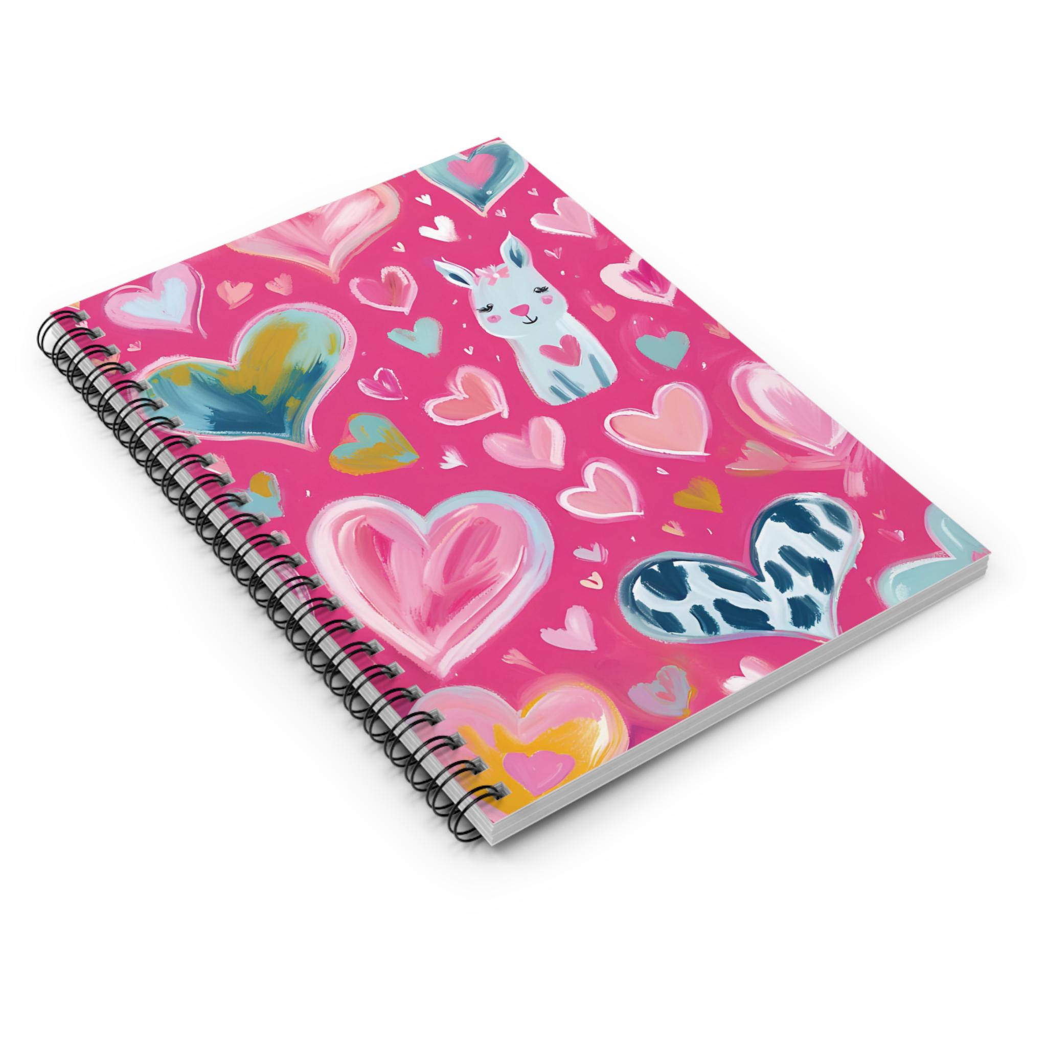 Pink Heart Spiral Notebook Cute Aesthetic Journal, Adorable Stationery ...