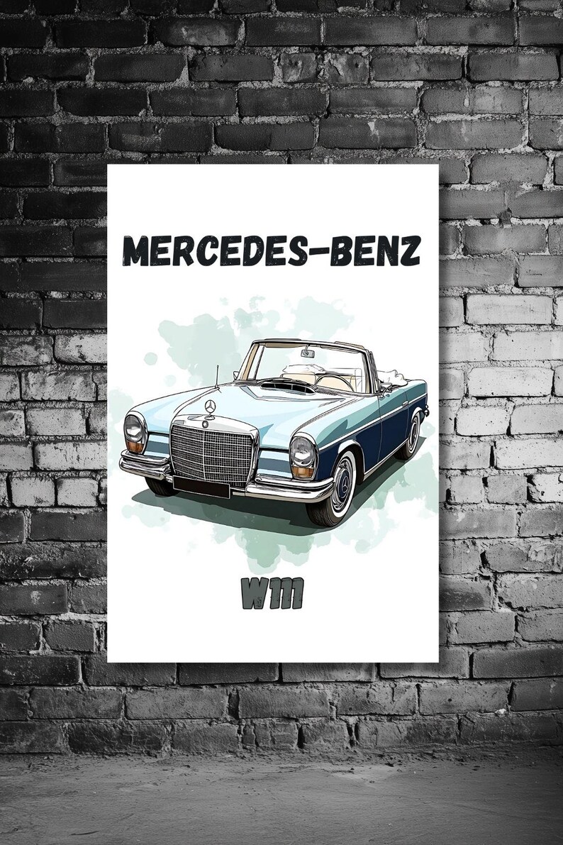Mercedes-benz W111, Original Wall Art Poster Decor, Digital Car Poster ...