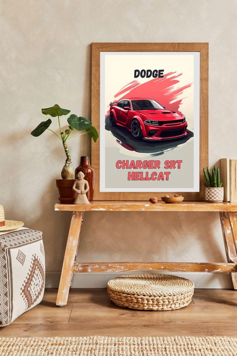 Dodge Charger SRT Hellcat, Original Wall Art Poster Decor, Digital Car ...