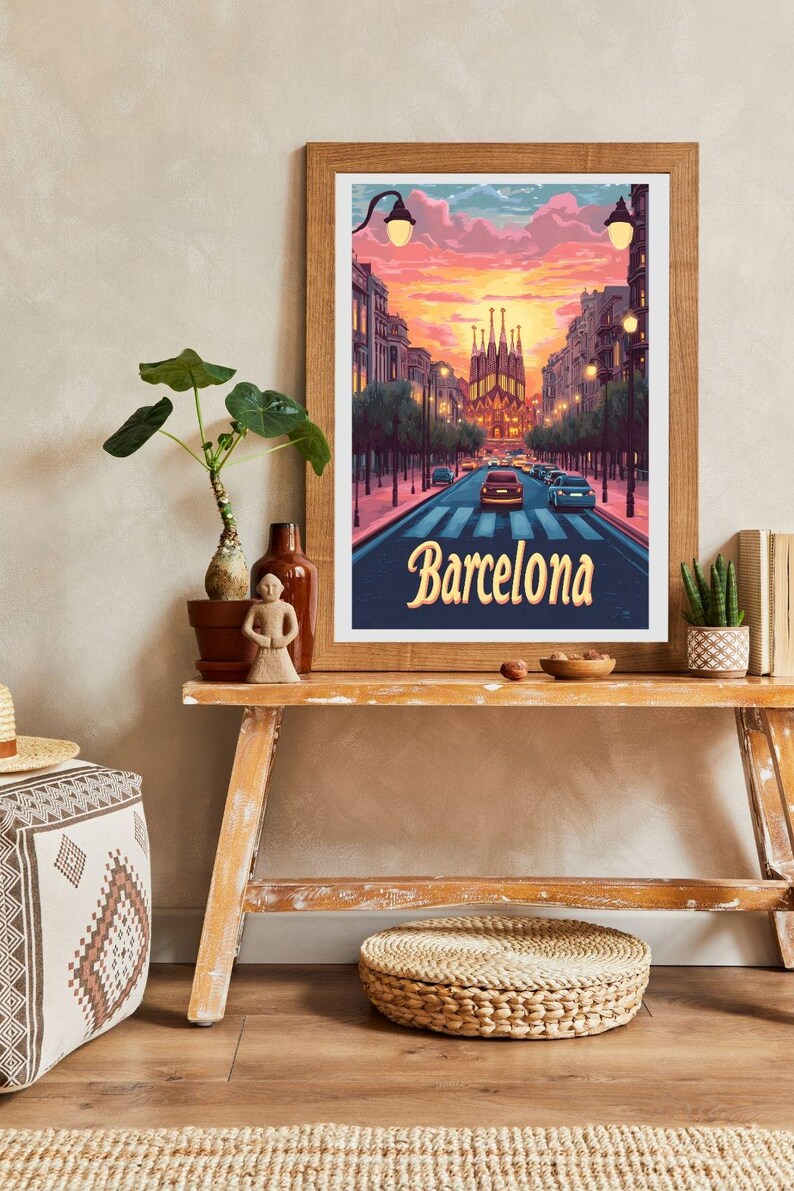 Printable Digital Poster, City, Barcelona, Art Deco - Etsy