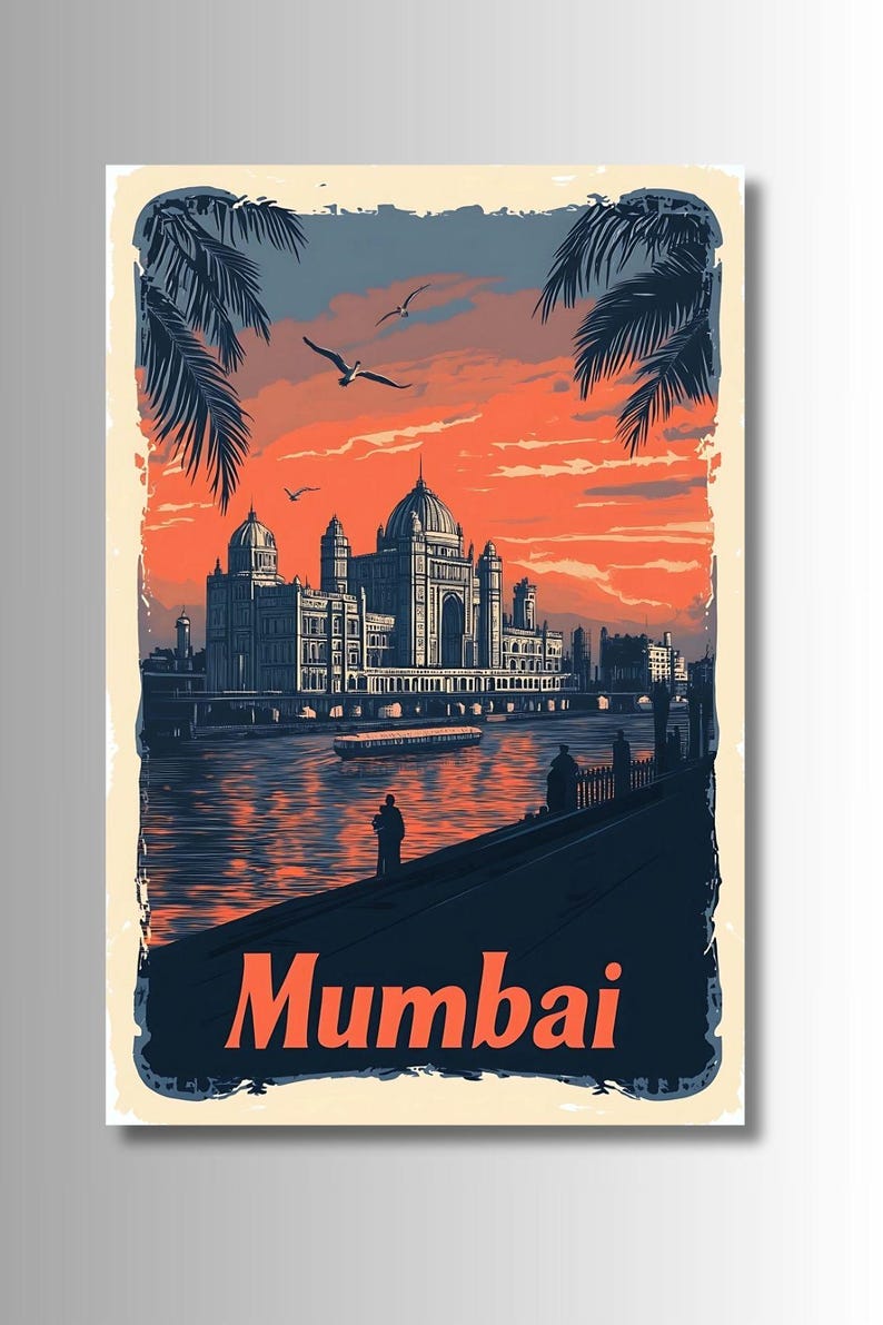 Printable Digital Poster, City, Mumbai, Art Deco - Etsy