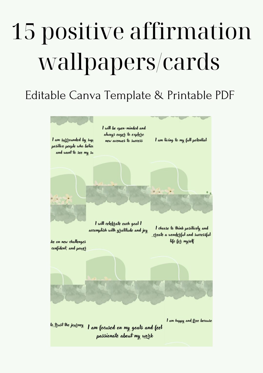 Positive Affirmation Wallpapers/cards, Printable Quotes, Editable Canva ...