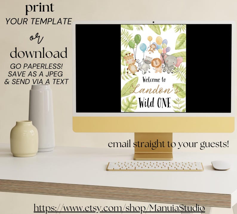 Editable Wild One Welcome Sign, Safari Jungle Baby Shower Poster ...