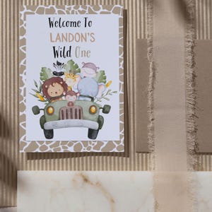 Editable Safari Party Welcome Sign, Birthday Welcome Sign, Wild One ...