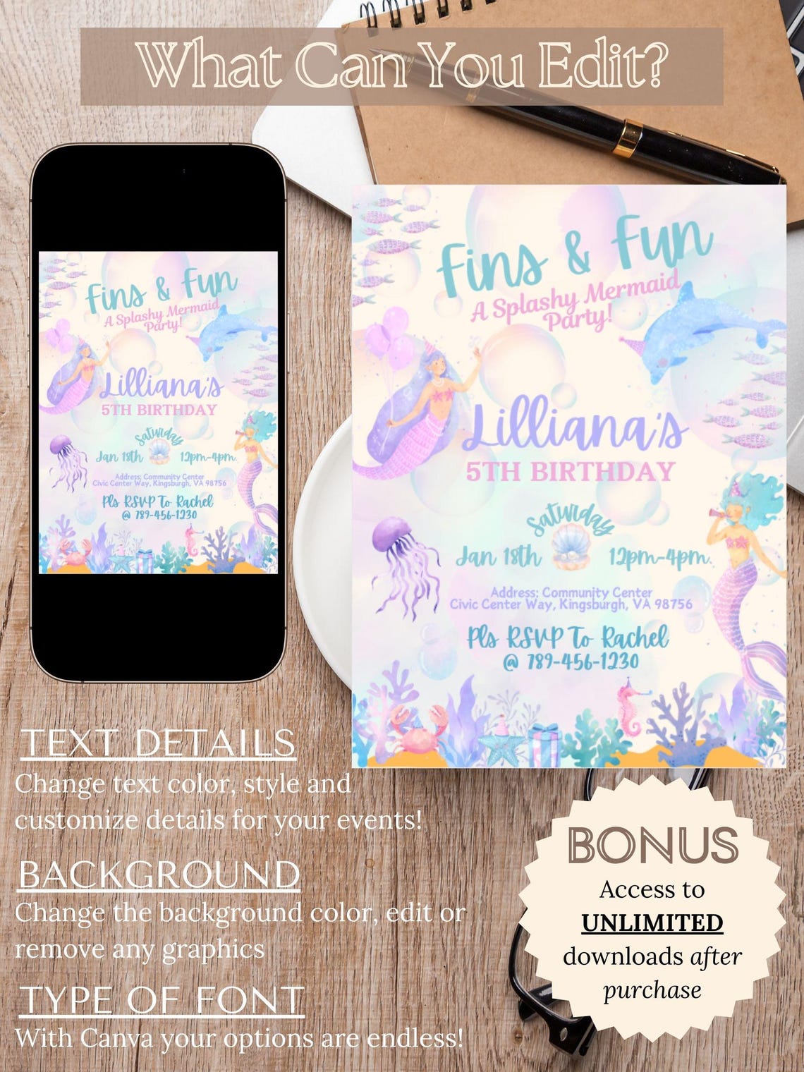 Editable Under the Sea Welcome Sign, Custom Template, Mermaid Birthday ...