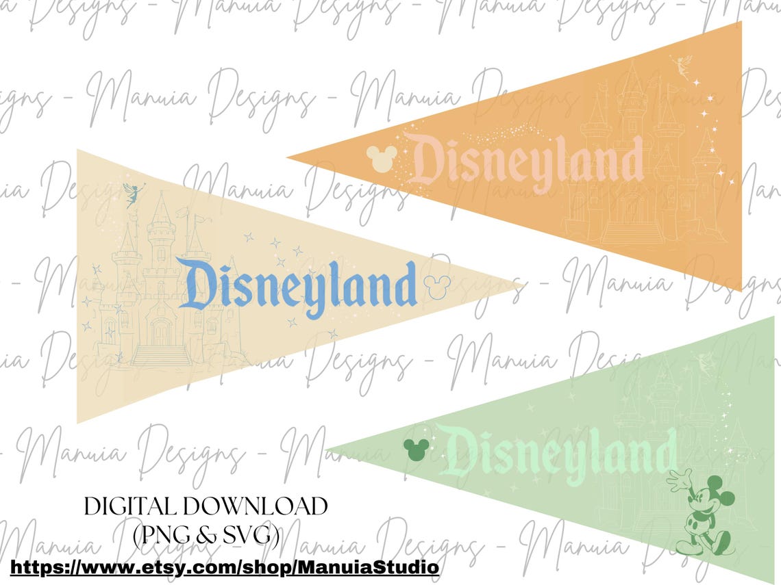 Vintage Mickey Disneyland Pennants, Disney Party Banner (digital File ...