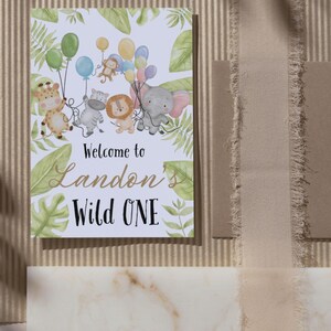 Editable Wild One Welcome Sign, Safari Jungle Baby Shower Poster ...