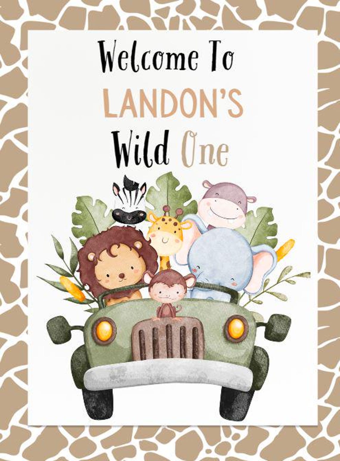 Editable Safari Party Welcome Sign, Birthday Welcome Sign, Wild One ...