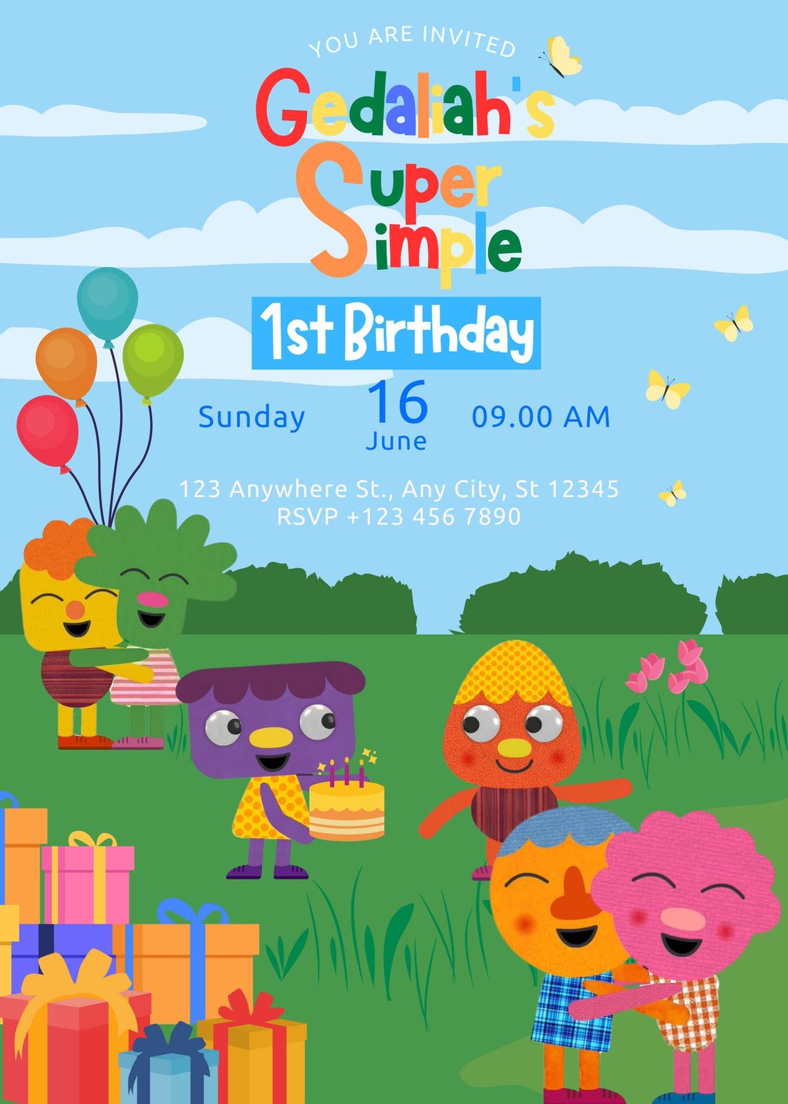 Super Simple Songs Printable Invitation Customized Super Simple Songs ...