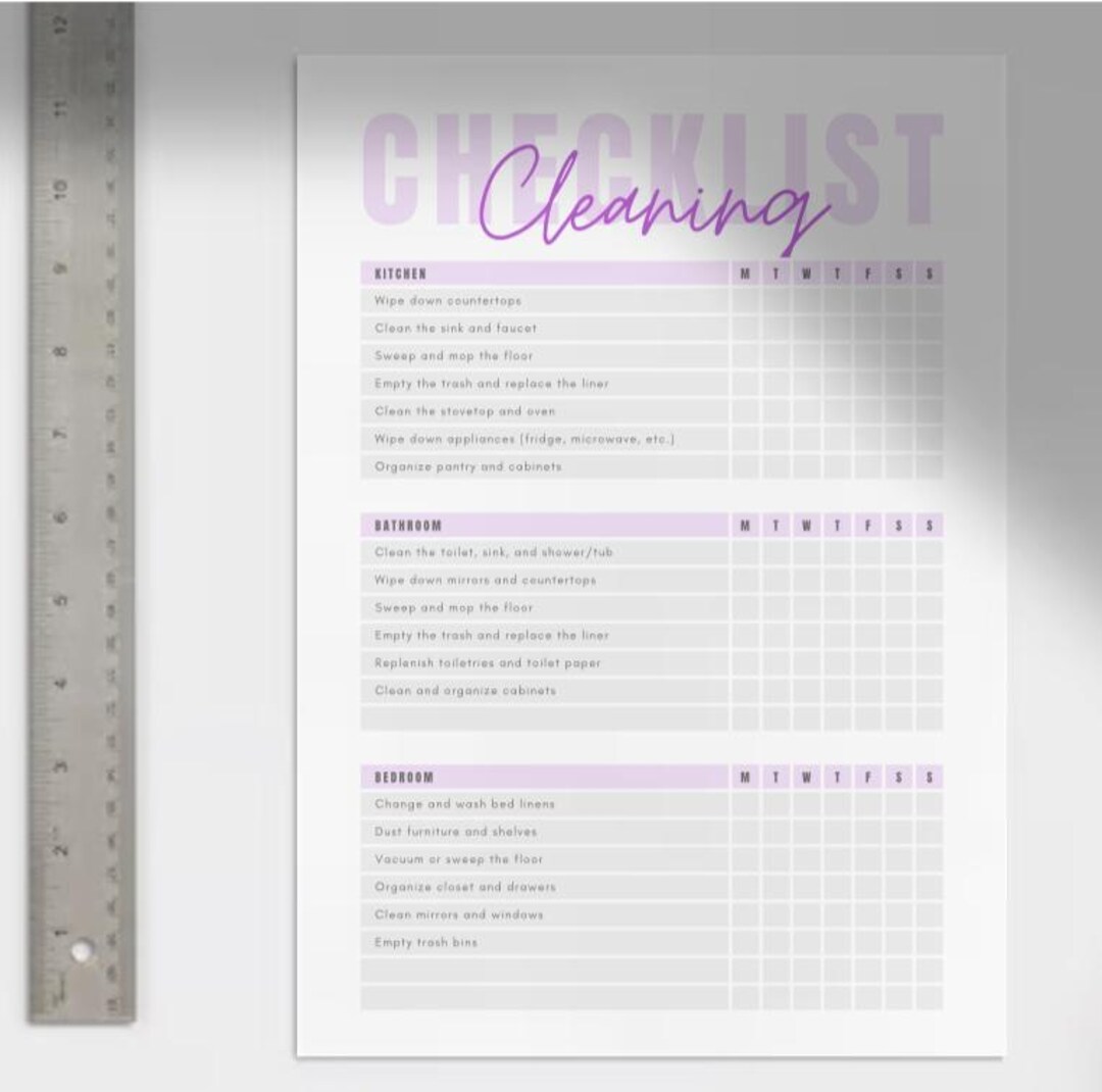 Cleaning Check List - Etsy