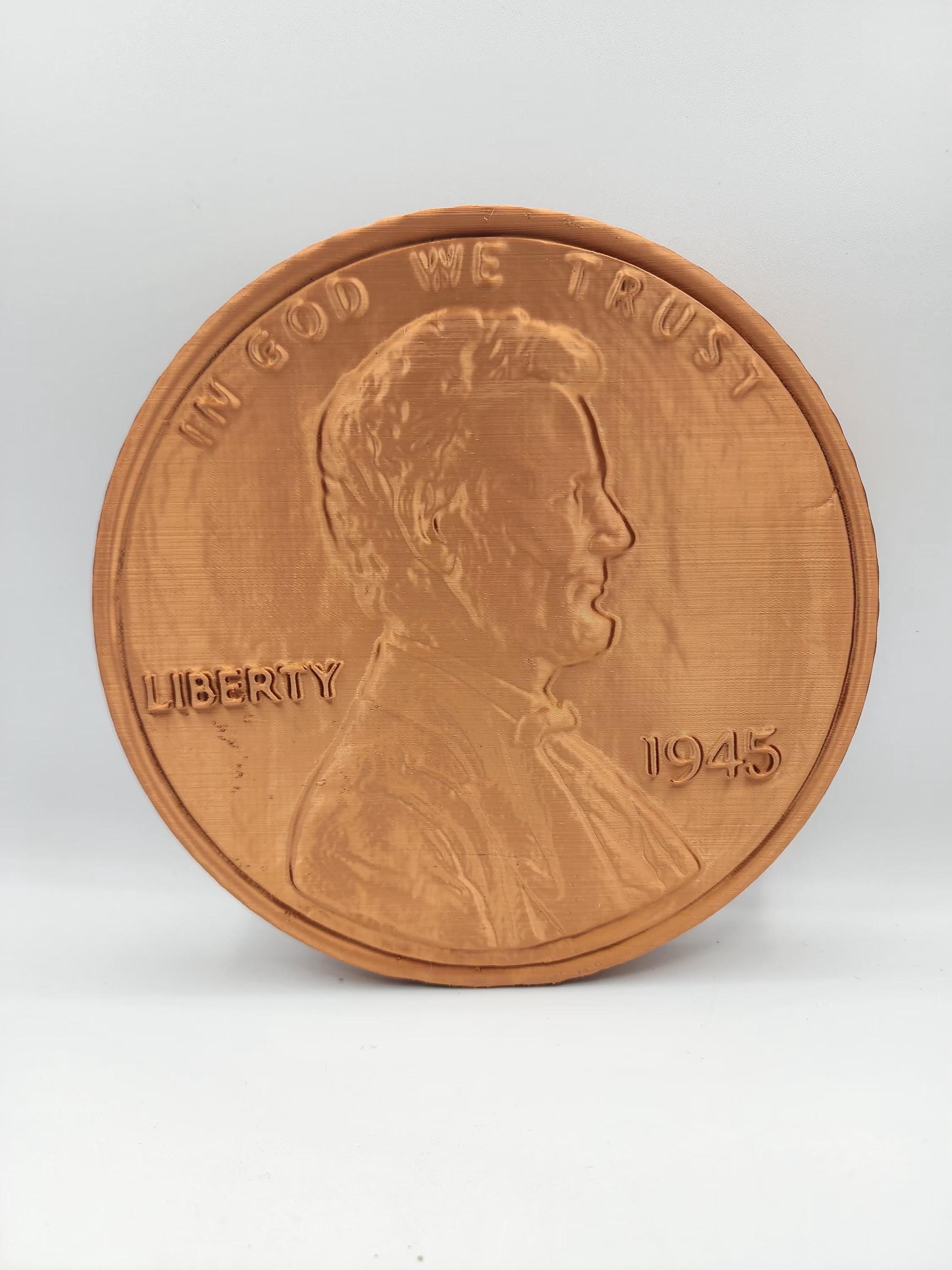 3D Printed Giant Penny, Desk Decor, Copper Color - Etsy