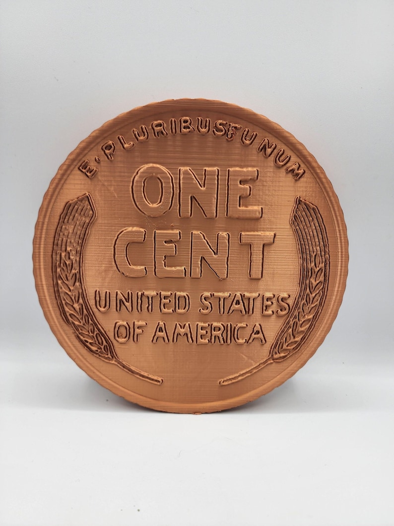 3D Printed Giant Penny, Desk Decor, Copper Color - Etsy