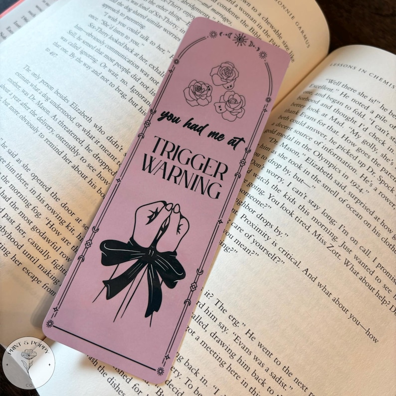 You Had Me at Trigger Warning Bookmark | Dark Romance Aesthetic | Celestial Gothic Gift ...