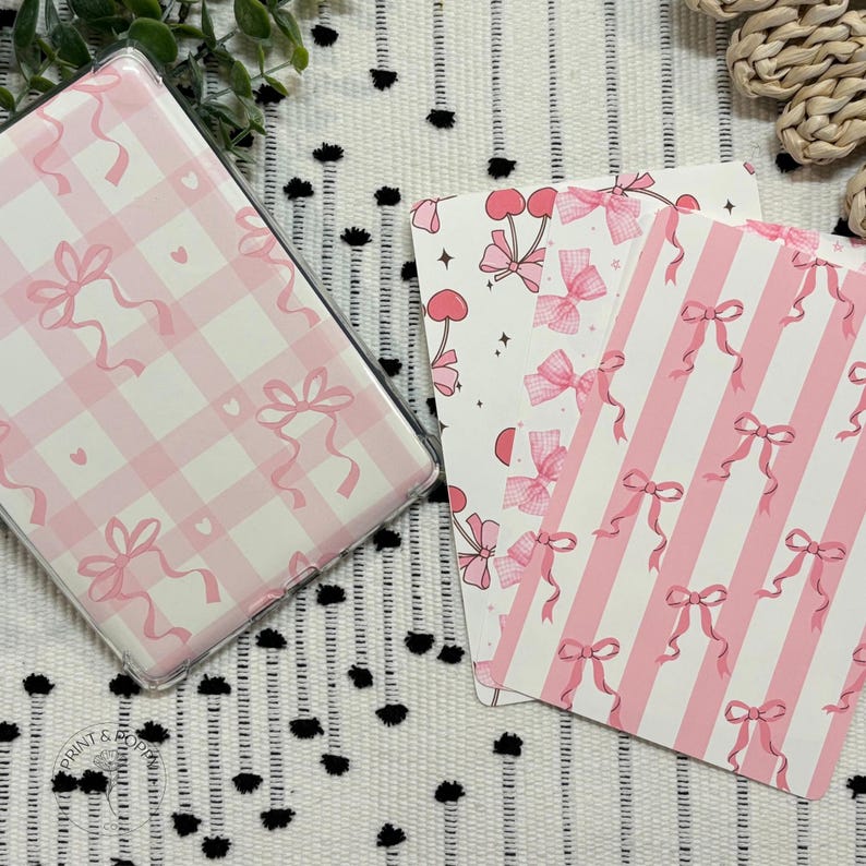 Coquette Kindle Case Inserts: Pink Bow, Cherry, Gingham Designs - Etsy
