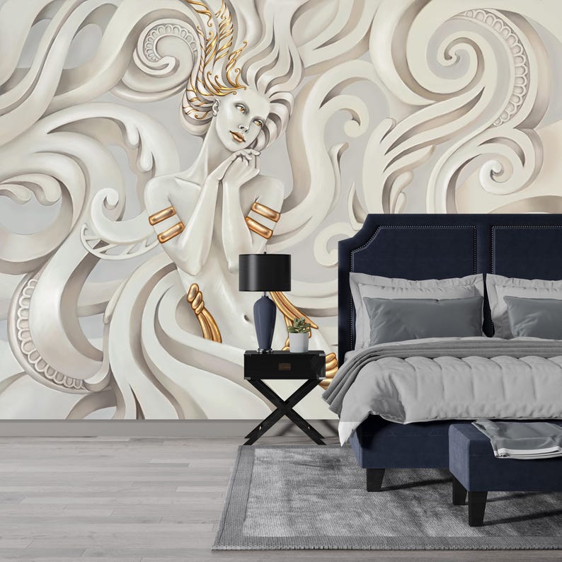 Medusa Goddess Mural Wallpaper: Ancient Greek Art Peel and Stick - Etsy ...