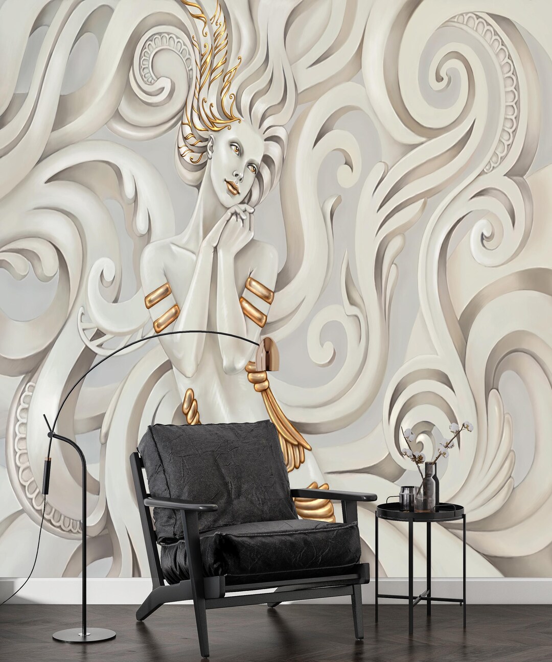 Medusa Goddess Mural Wallpaper: Ancient Greek Art Peel and Stick - Etsy ...
