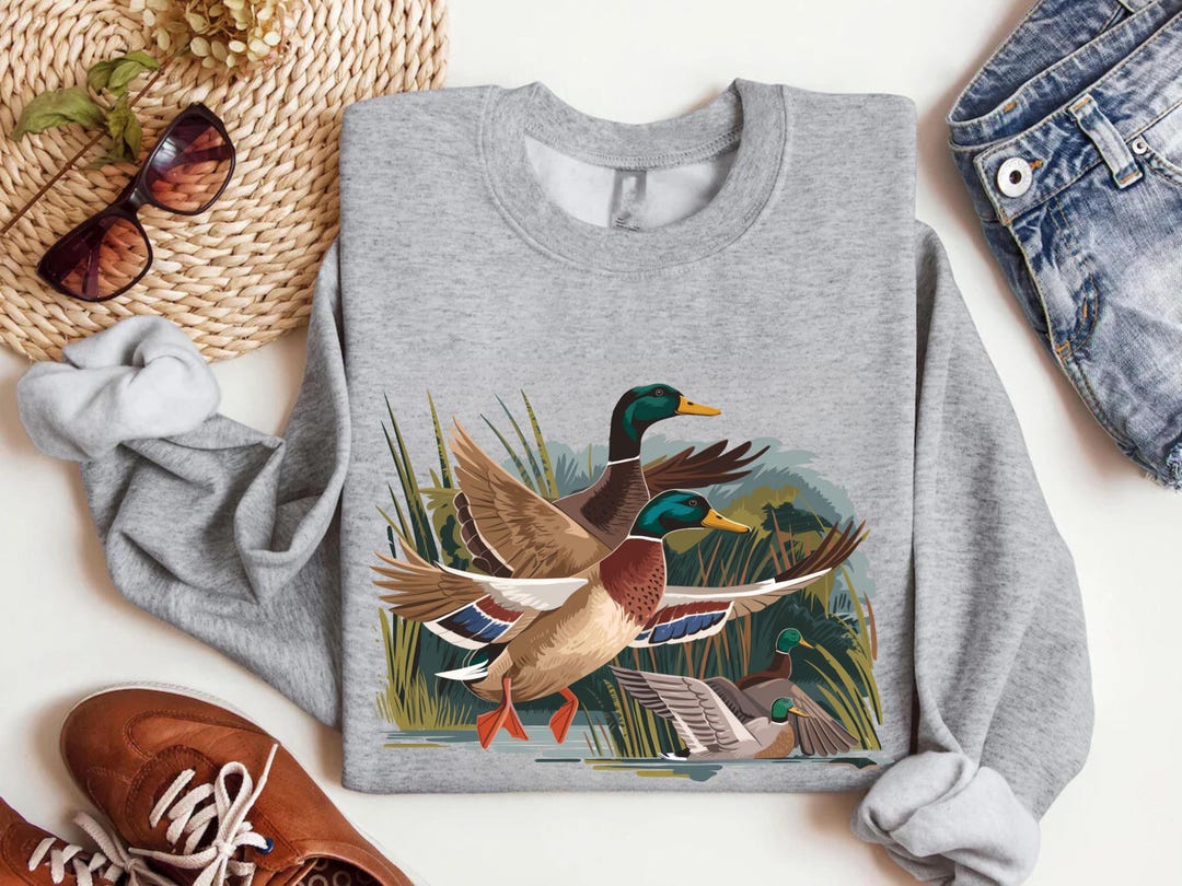 Vintage Style Duck Illustration Shirt, Nature Lover's Graphic Tee ...