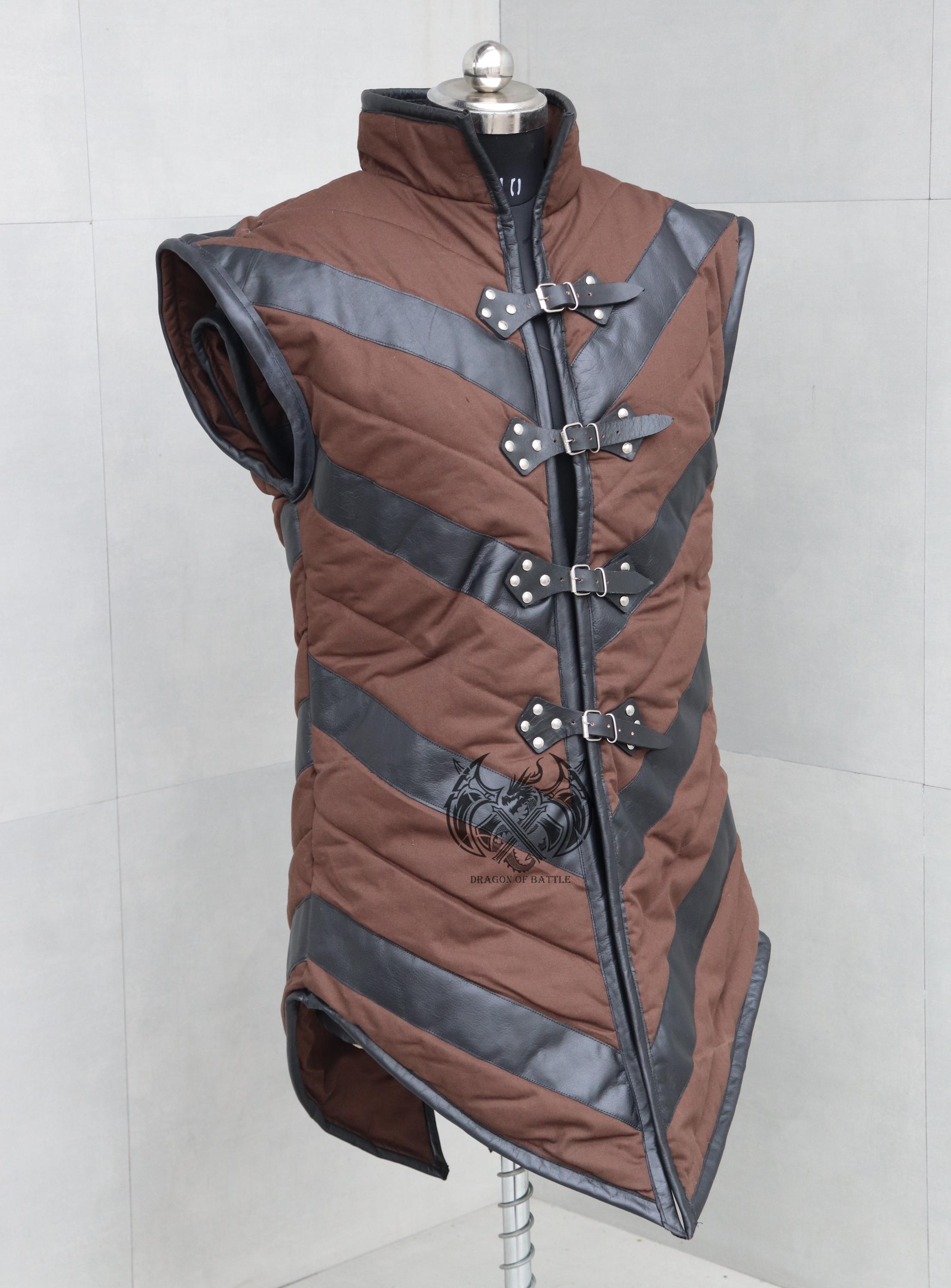 Medieval Style Leather Padded Gambeson, Battle-ready Buckled Gambeson ...