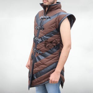 Medieval Style Leather Padded Gambeson, Battle-ready Buckled Gambeson ...