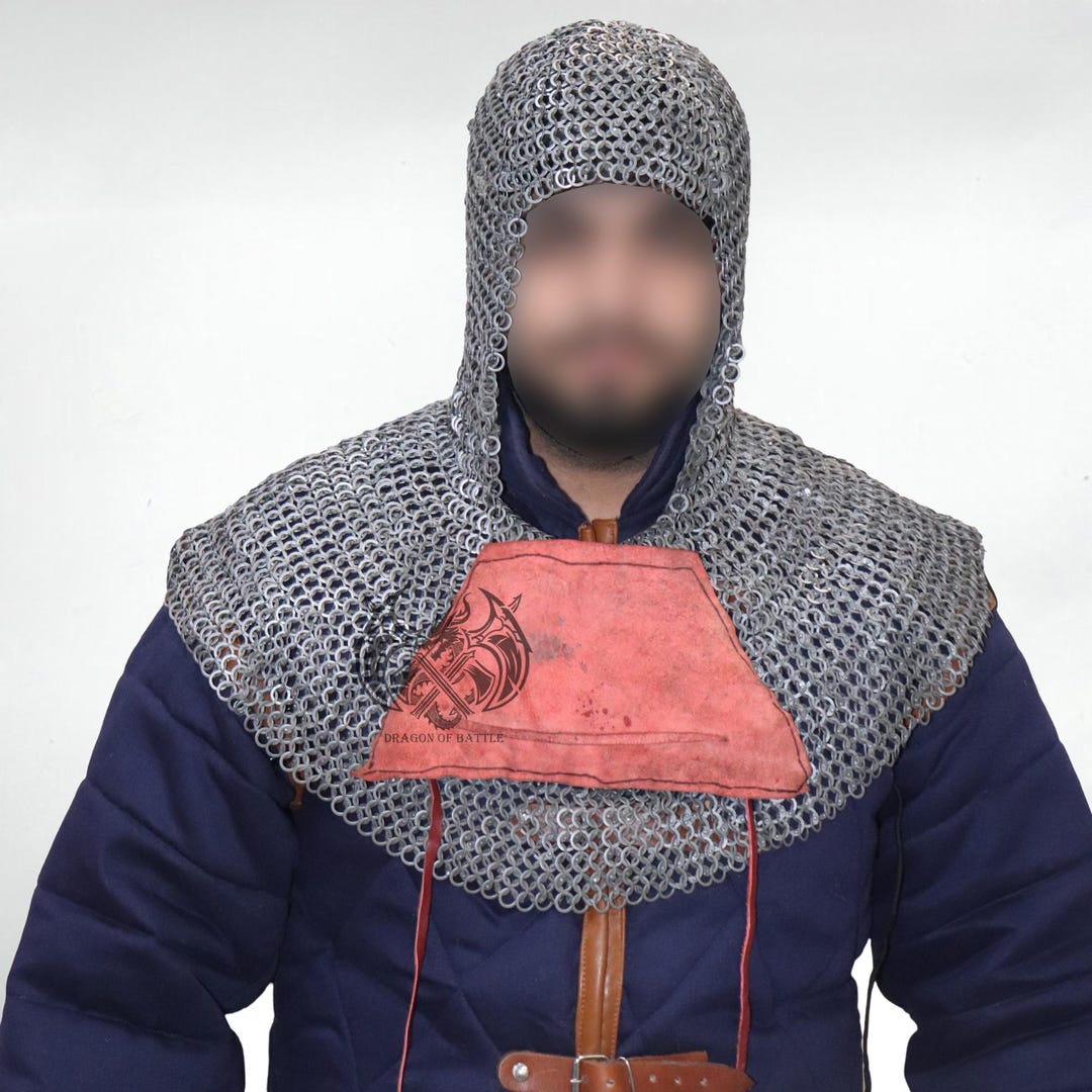 Chain Mail Coif , Flat Riveted With Washer Coif / Hood , Medieval Hood ...