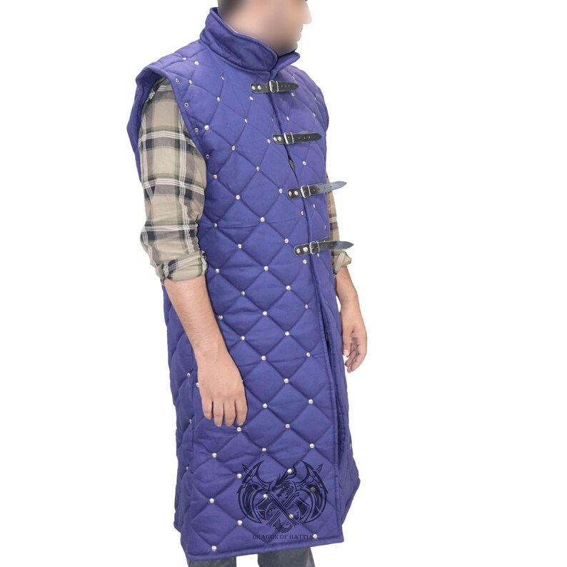 Medieval Quilted Gambeson With Leather Strap Fastenings – Sleeveless ...