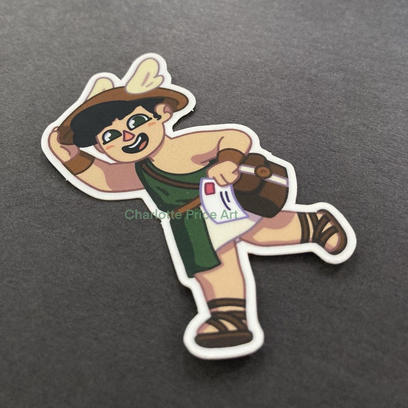 Hermes Glossy Vinyl Sticker, Cute Greek God of Messages and Travel ...
