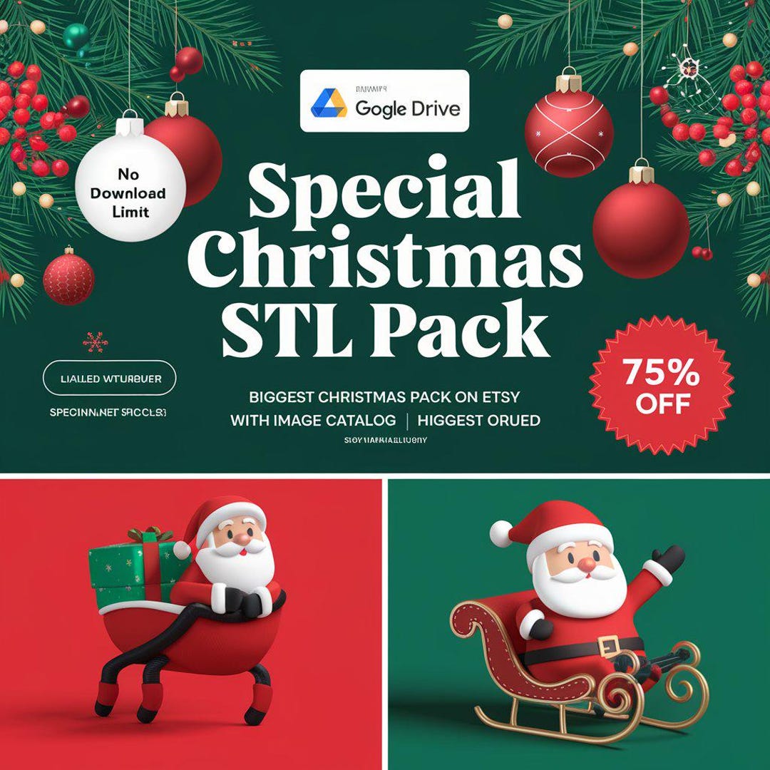 MEGA Christmas STL Pack 3D Print Models No Download Limit Drive ...