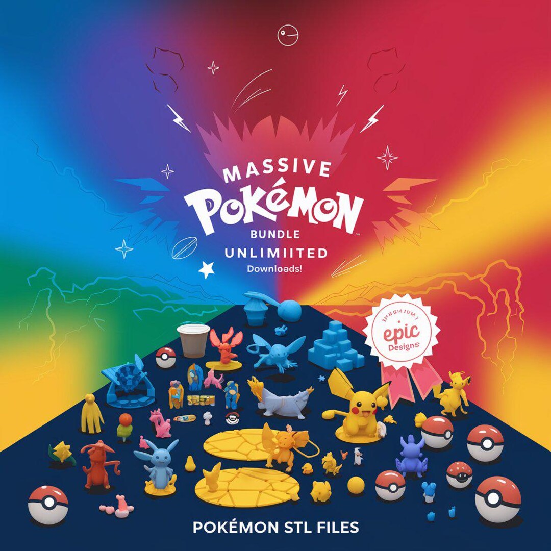 500 Mega Pokémon Pack STL File 3D STL Bundle 3D Printable Miniatures ...