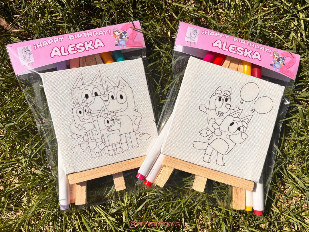 Kids Coloring Canvas – Bluey Party Favors With Easels & Markers ...